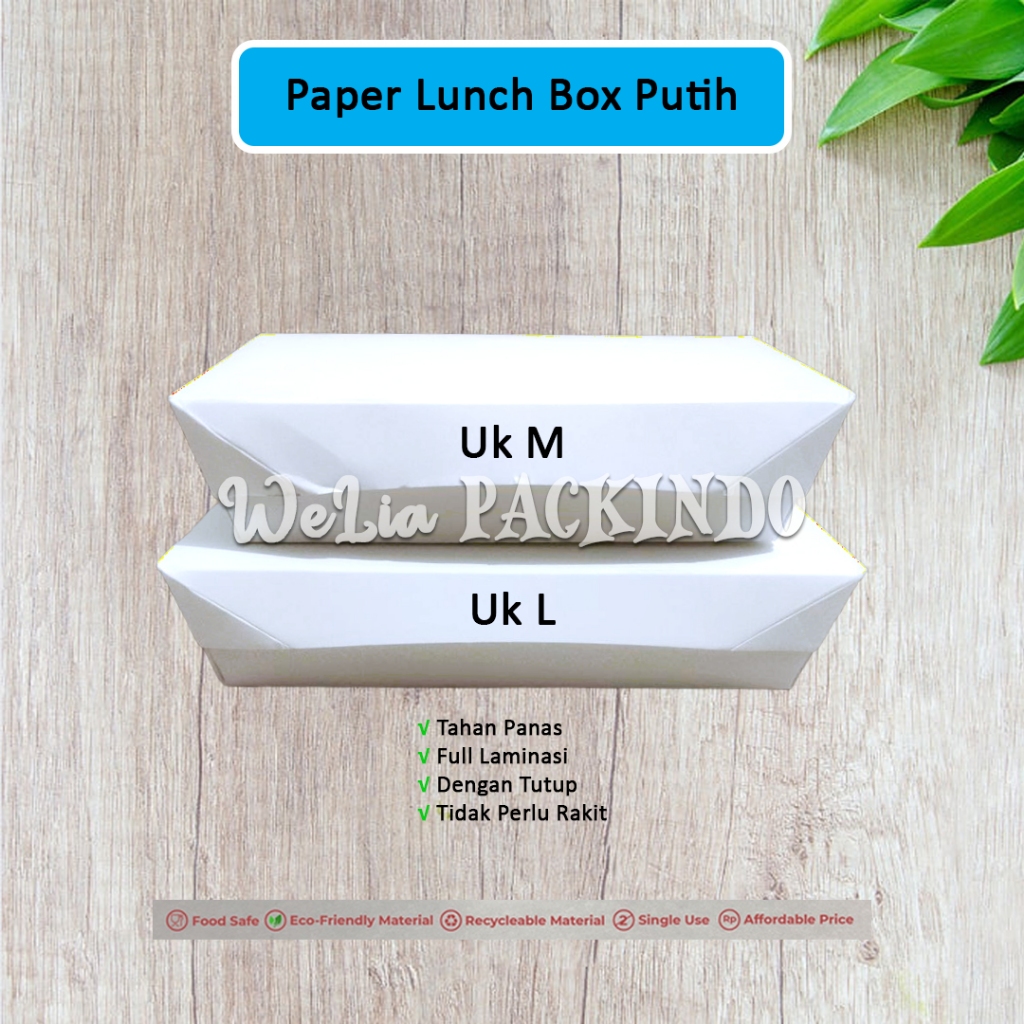 Jual [50 Pcs] Paper Lunch Box Putih Full Laminasi / Kotak Makan Kertas ...
