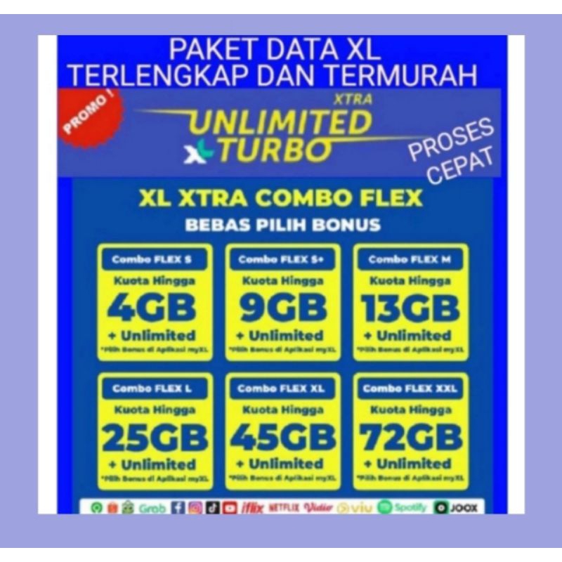 Jual PAKET DATA XTRA COMBO FLEX S, S+, L, XL, XXL, XXXL 30 hari | Shopee Indonesia