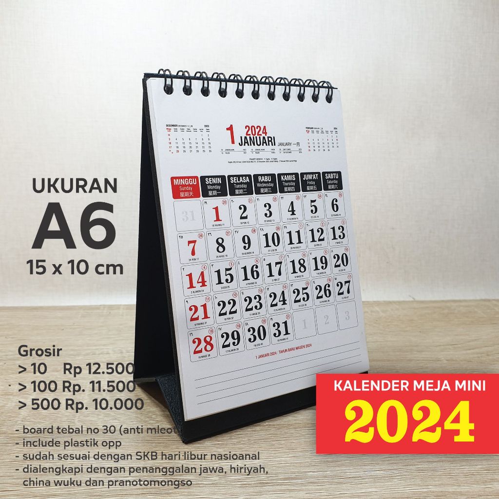 Jual Kalender Meja 2024 Mini 21, ukuran A6 10x15cm, kalender catatan ...