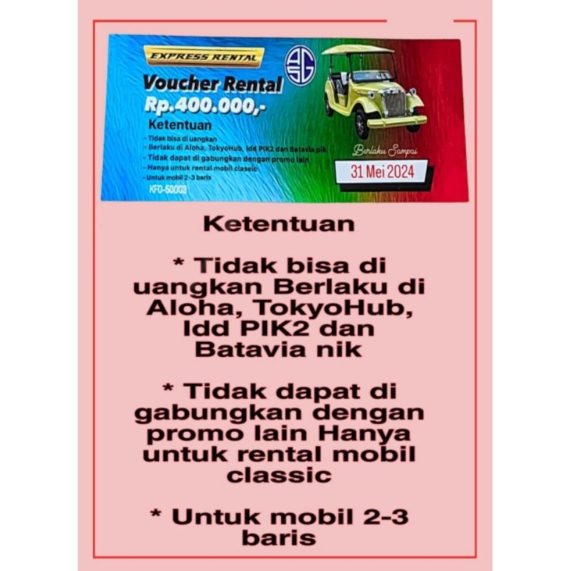 Jual Voucher Rental Mobil Classic Pik (Pantai Indah Kapuk) | Shopee ...