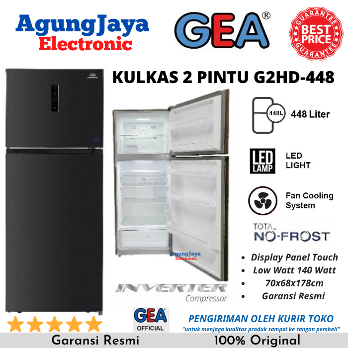 Jual KULKAS GEA G2HD-448 LEMARI ES 2 PINTU INVERTER JUMBO 448 LITER ...