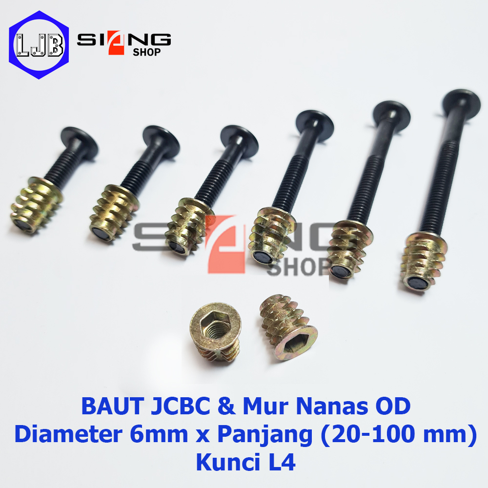 Jual Baut JCBC M6 panjang 2 sd 10 cm dan Mur Nanas OD (13mm) Furniture, Dipan, Knockdown dll ...