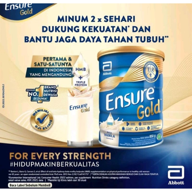 Jual Ensure Gold Coklat Vanila 850gr (Exp Maret 2025) | Shopee Indonesia
