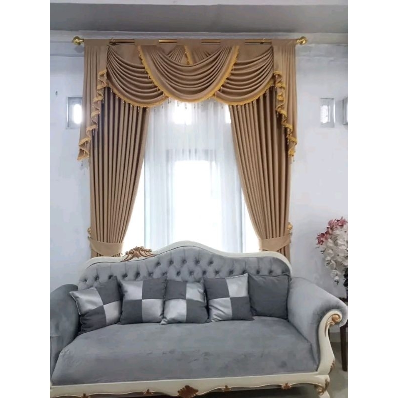 Jual Gorden poni gelombang model rumbai manik-manik Tirai jendela ...
