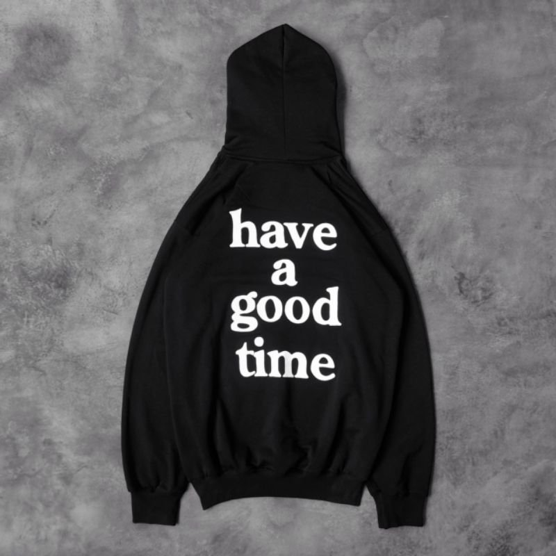 Jual Jaket hoodie have a good time text / basic hoodie black | Shopee ...