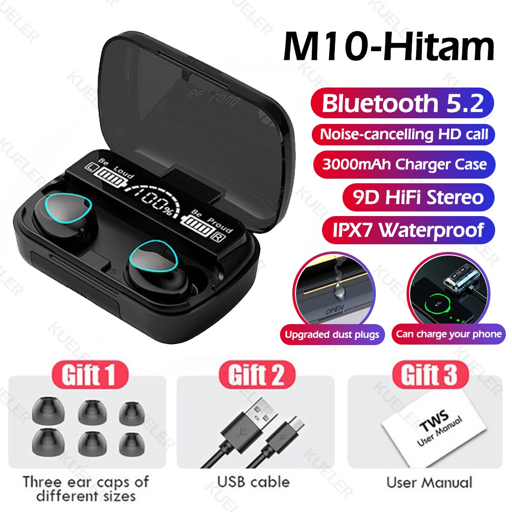 Jual Headset Bluetooth M90 TWS Wireless Earphones Bluetooth 5.2 In Ear HIFI Mini Waterproof ...