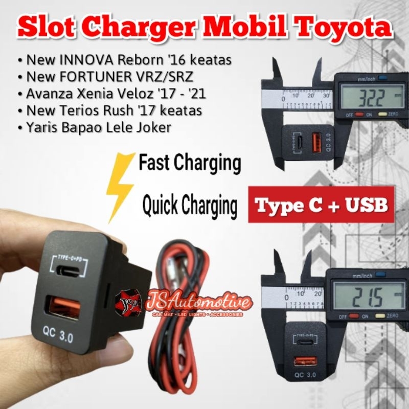 Jual Dual Car Charger Cas an Mobil New Toyota Fast/Quick Charging Type ...