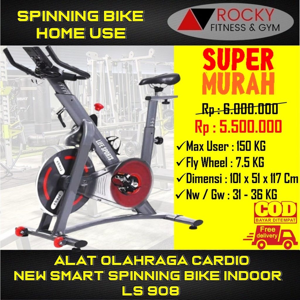 Jual Alat Fitness Smart Indoor Spinning Bike Life Sports Ls 618 / Sepeda Statis Murah | Shopee ...