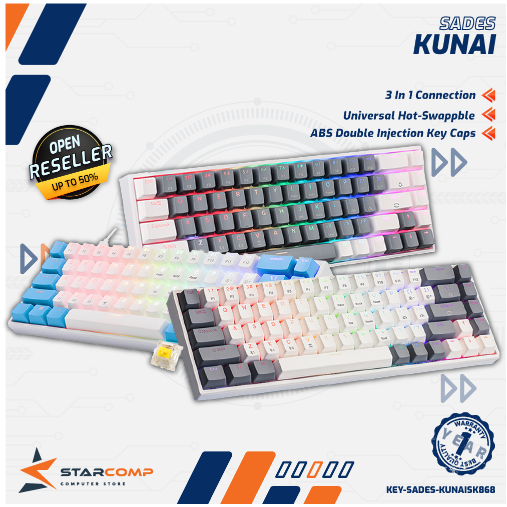 Jual Sades Kunai 3 in 1 Connection Mechanical Gaming Keyboard Hotswsap ...
