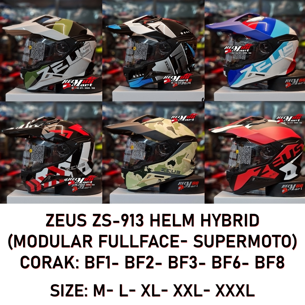 Jual Zeus 913 Corak Helm Hybrid Modular - Helm Zeus ZS913 ZS-913 Helm ...