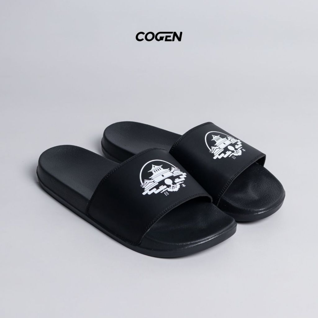 Jual Cogen Sandal Hitam Slop Sendal Slip On Sandal Slide Pria Sendal ...