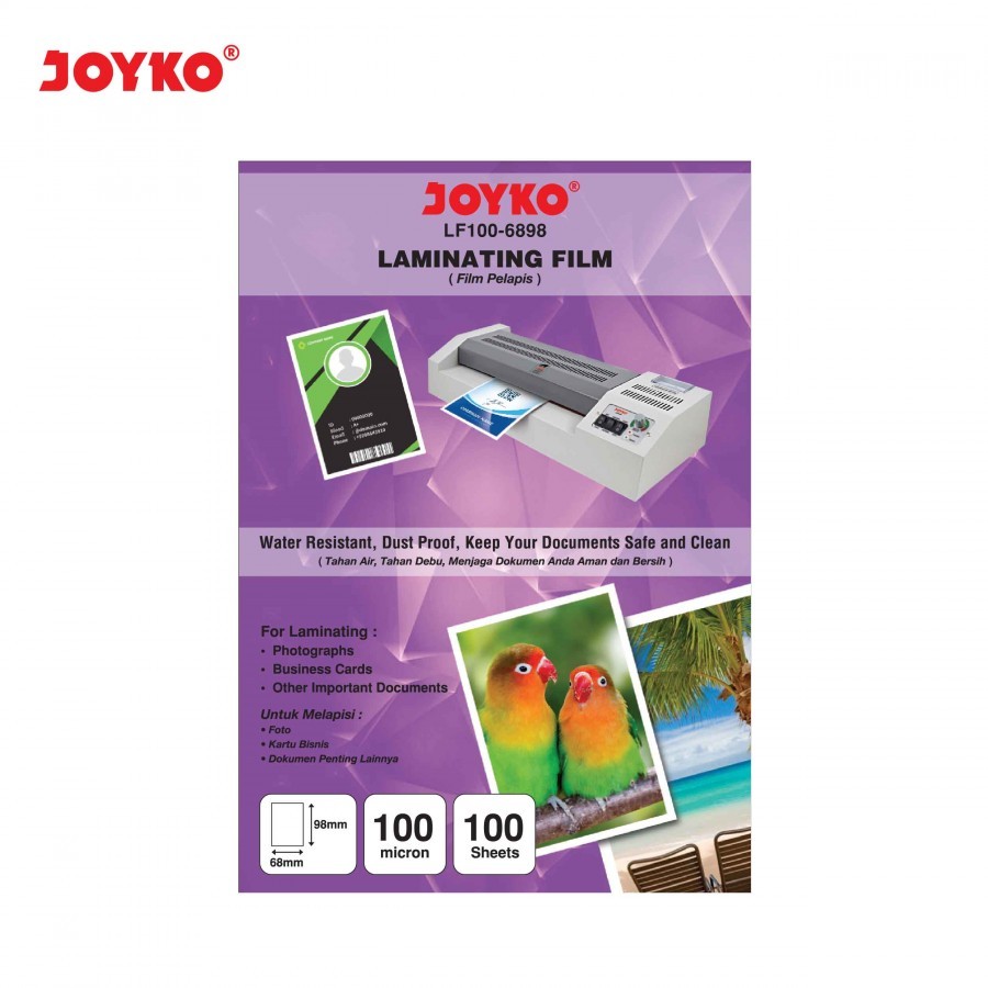 Jual Plastik Laminating KTP JOYKO 100mic/Laminating Film JOYKO KTP 6898 ...