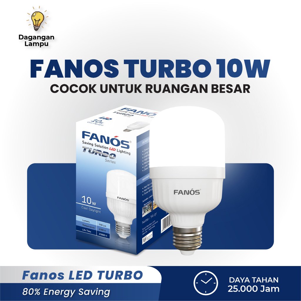 Jual FANOS Turbo 10 Watt Lampu Led Light Bulb (CDL) - Cool DayLight ...