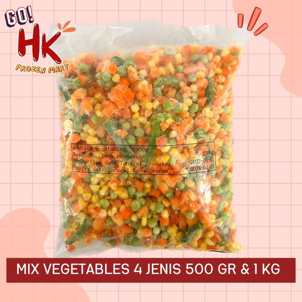Jual Mix Vegetables 4 jenis 500gr & 1 KG | Sayuran Beku campur untuk ...