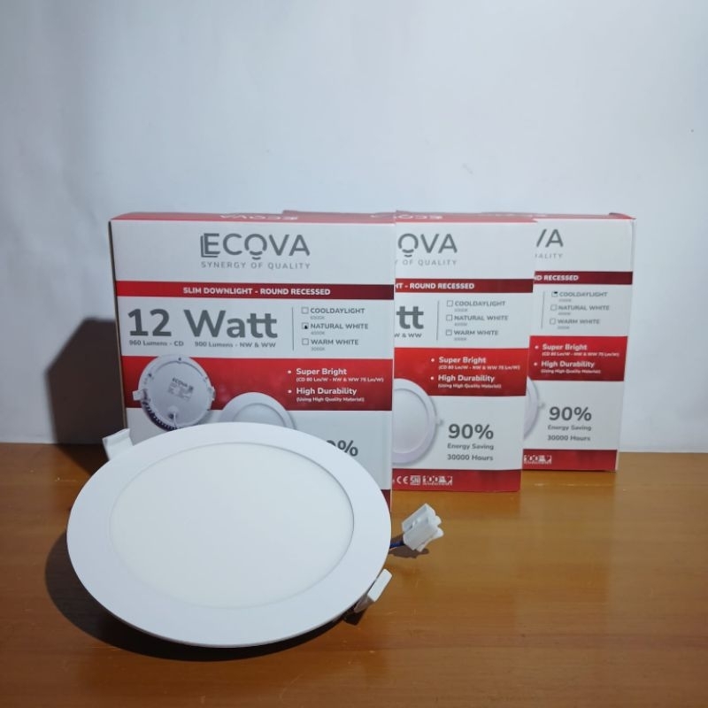 Jual ECOVA slim downlight led panel IB bulat 12W 12Watt | Shopee Indonesia