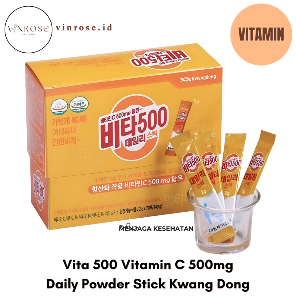 Jual Vita 500 Vitamin C 500mg Daily Powder Stick Kwang Dong Korea ...