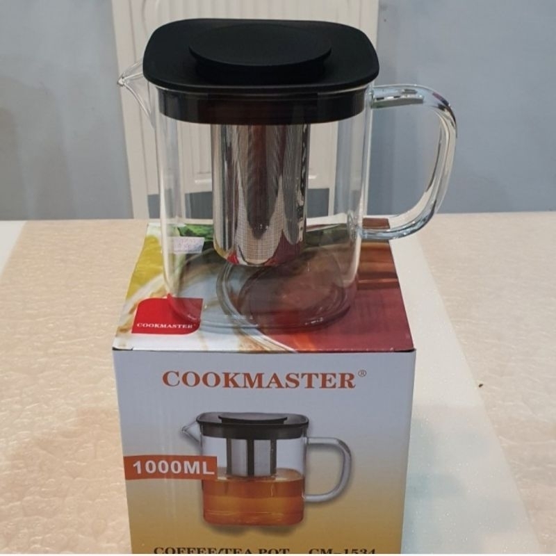 Jual teko kaca tahan api cookmaster 1000 ml + saringan stainless ...