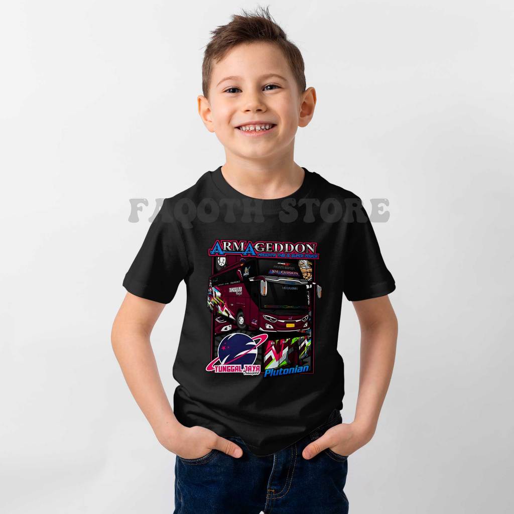 Jual Kaos Anak Busmania Tunggal Jaya Trans ARMAGEDDON Katun Combed 30s/Kaos Anak Bus Armageddon ...