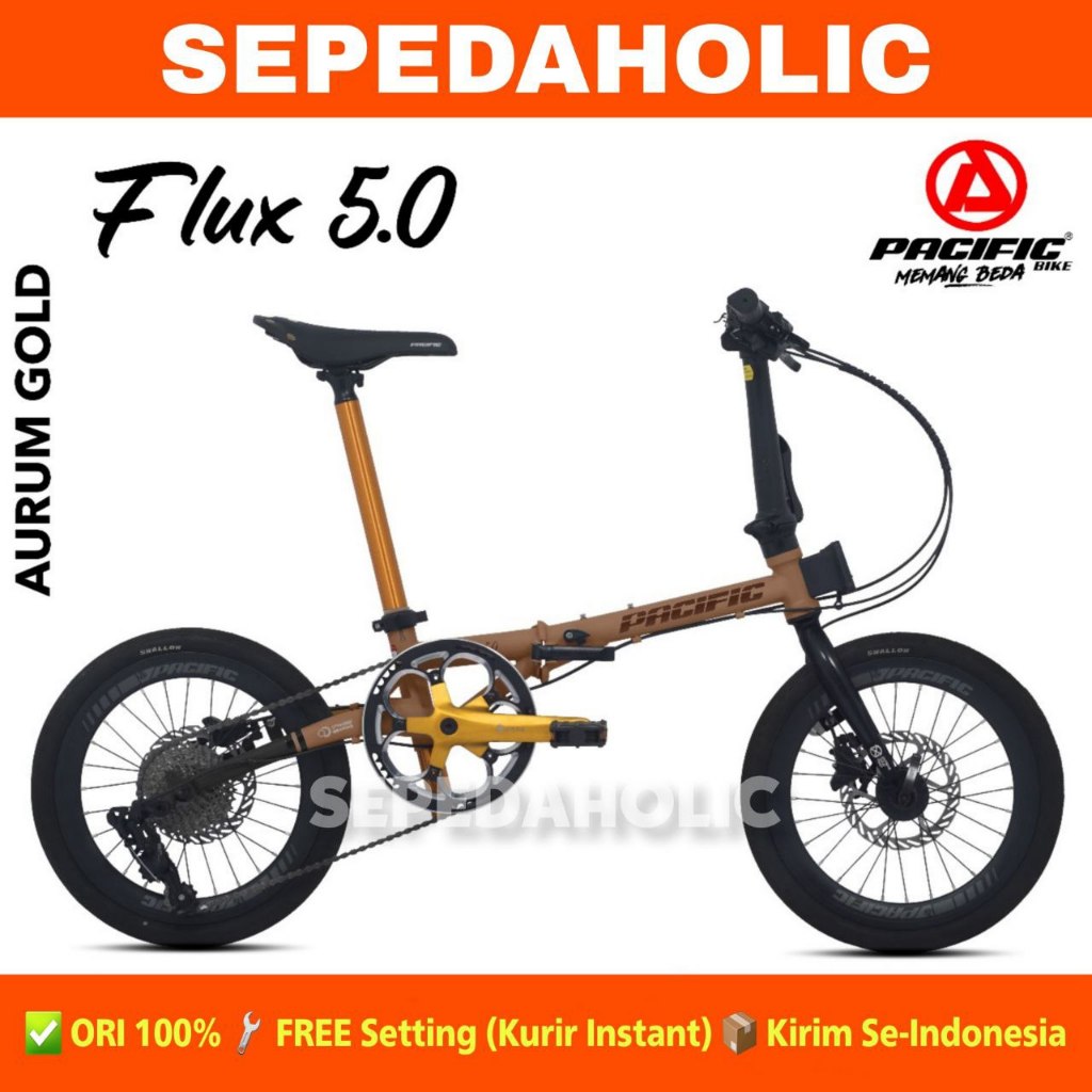 Jual Sepeda Lipat PACIFIC FLUX 5.0 Ukuran 16 Inch 10 Speed Rem Hidrolik | Shopee Indonesia