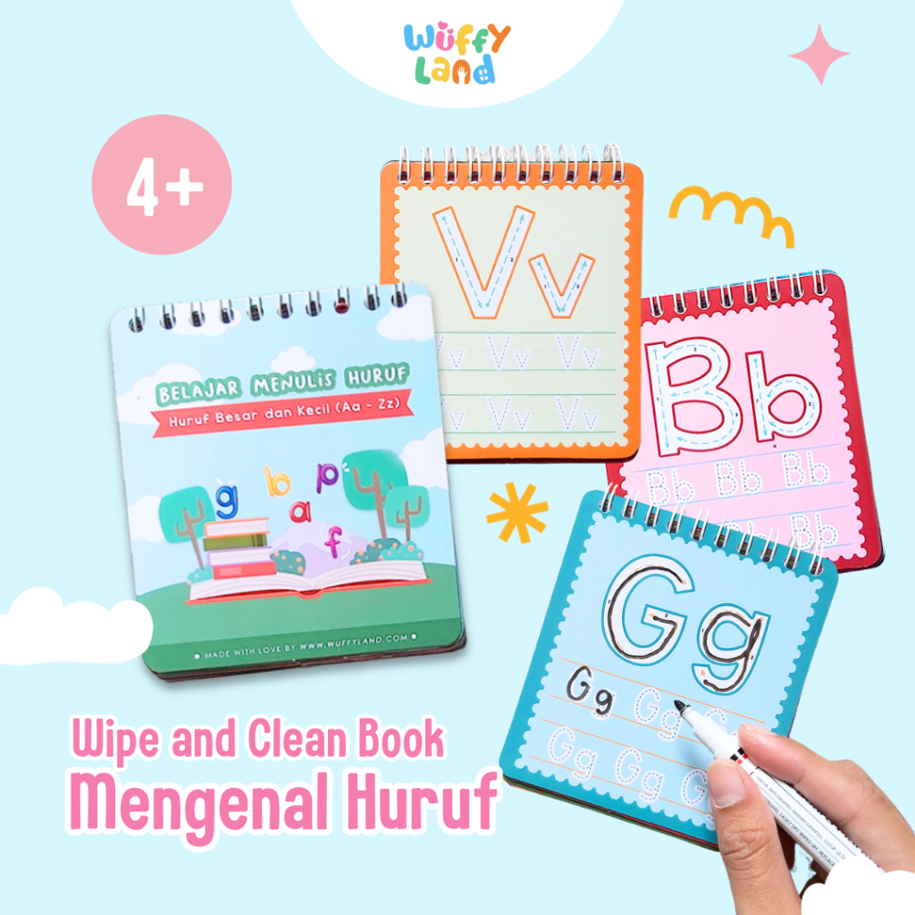 Jual Wuffyland Wipe and Clean Book Belajar Menulis Huruf untuk anak ...