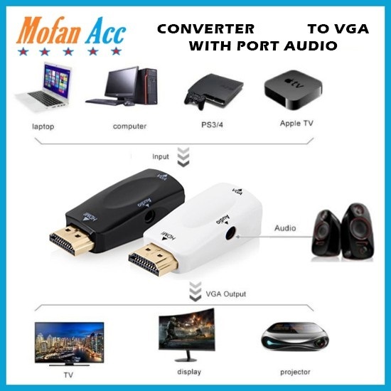 Jual Converter (MALE) to VGA (FEMALE) with Port Audio - Full HD 1080p ...