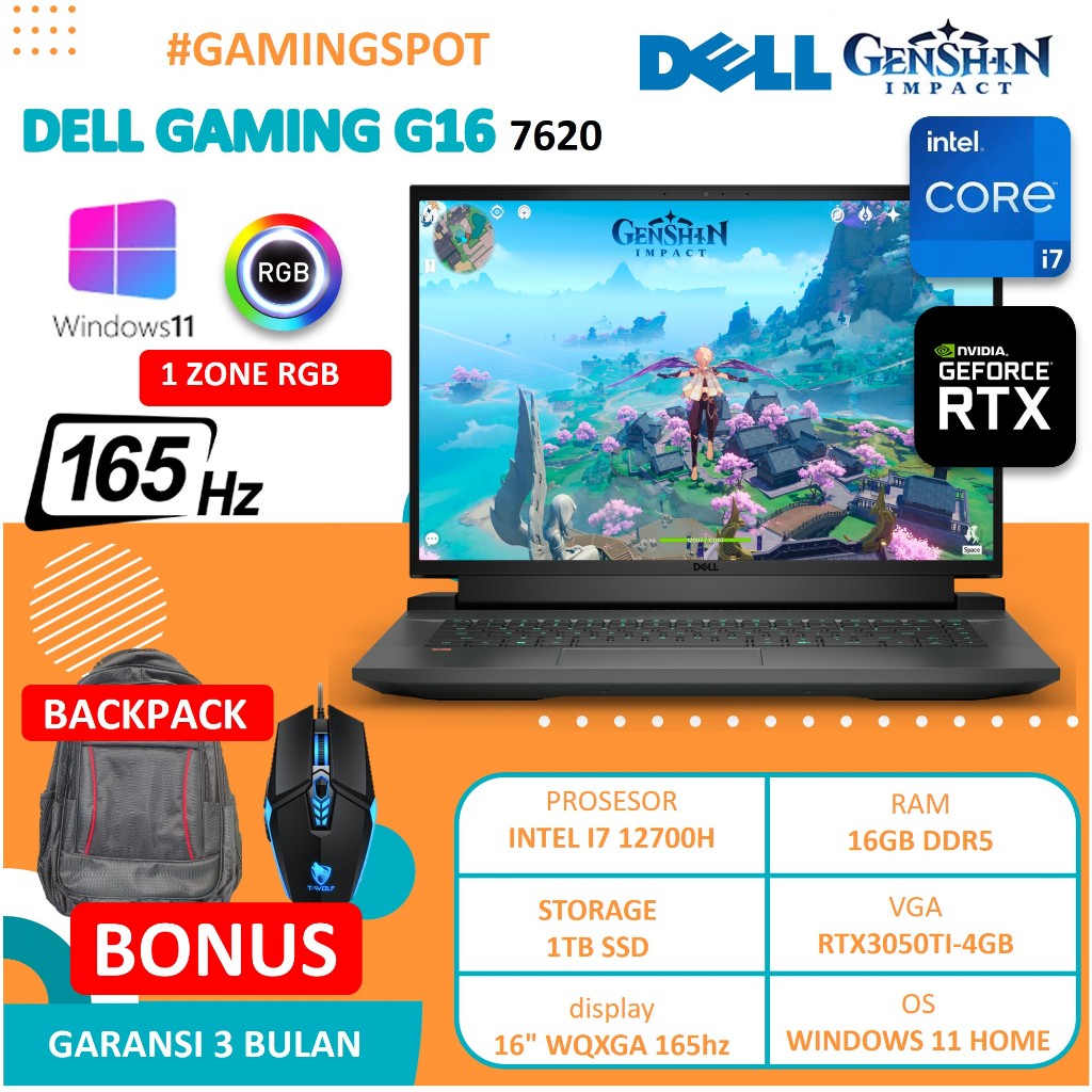 Jual Laptop Dell Gaming I7 12700H RTX 3050 Ti 16GB 1TB SSD 165HZ Black ...