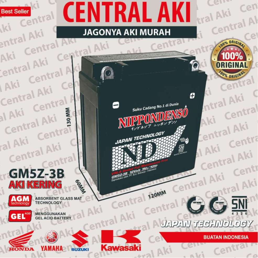 Jual NIPPONDENSO Gel GM5Z-3B - Aki motor sealed MF Honda Astrea Grand Mega Pro lama Supra Fit ...