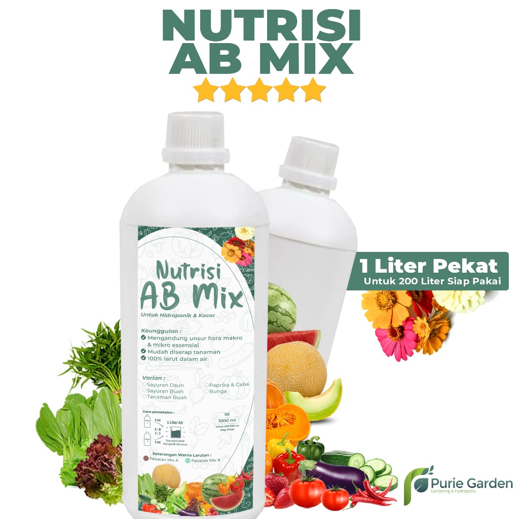 Jual CUCI GUDANG Pupuk Nutrisi AB Mix Sayuran Daun Cair 1 Liter Pekat ...