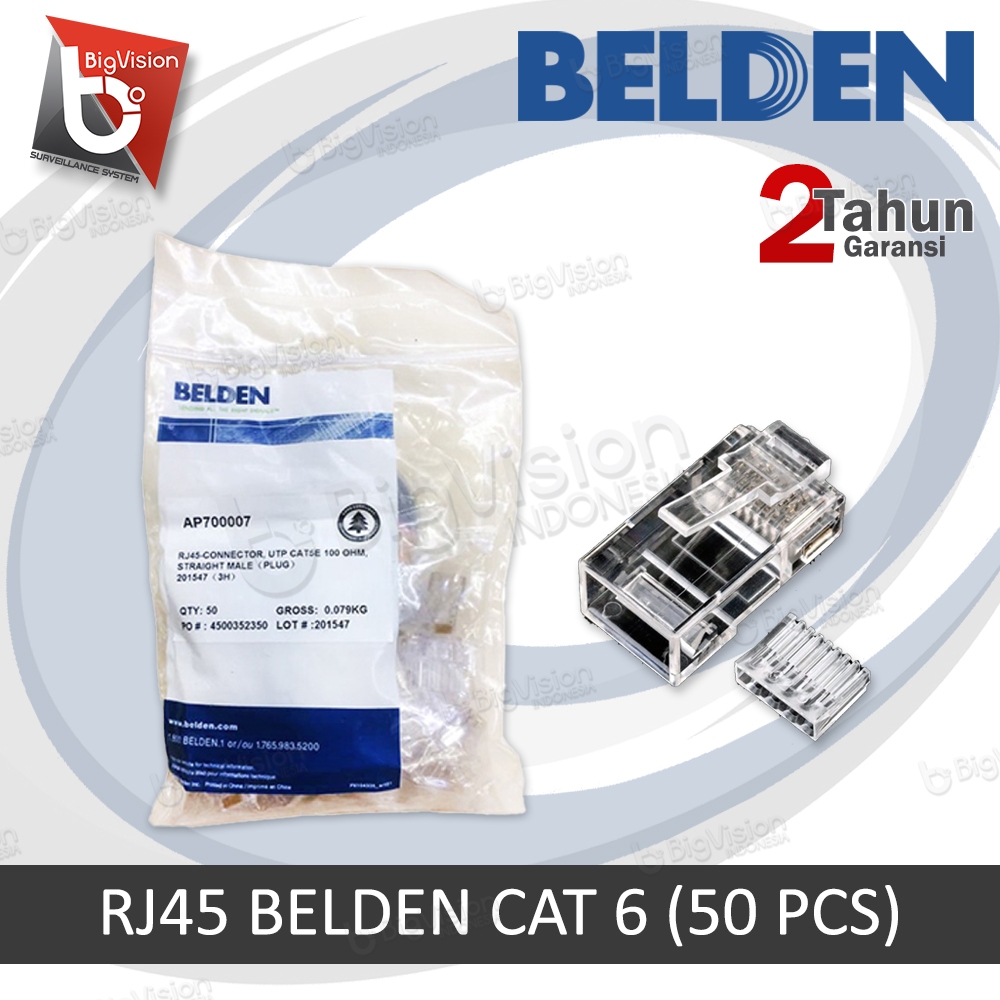 Jual RJ45 BELDEN CAT 6 (50PCS) KONEKTOR UTP KABEL LAN CAT6 CONNECTOR CCTV | Shopee Indonesia