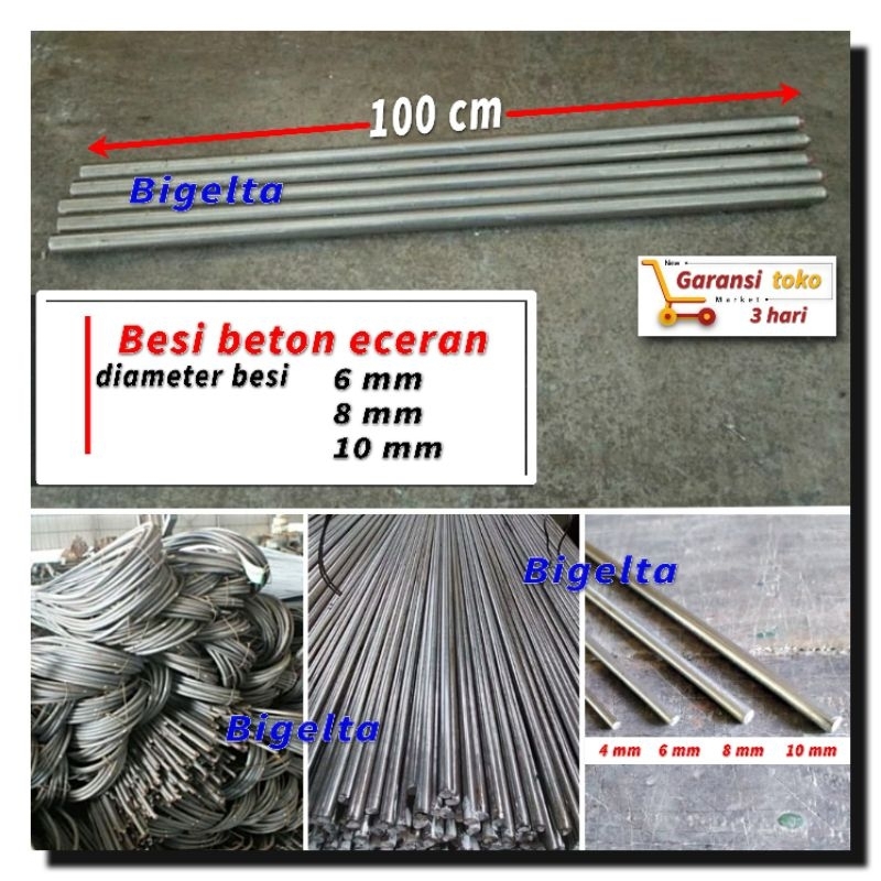 Jual besi beton polos 100 cm besi 4 6 8 mm kuat dan tahan lama besi ...