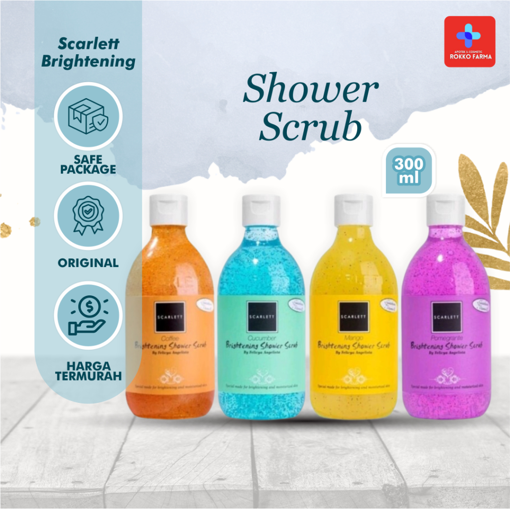 Jual Scarlett Brightening Shower Scrub 300 ML Sabun Mandi Gel Aroma ...