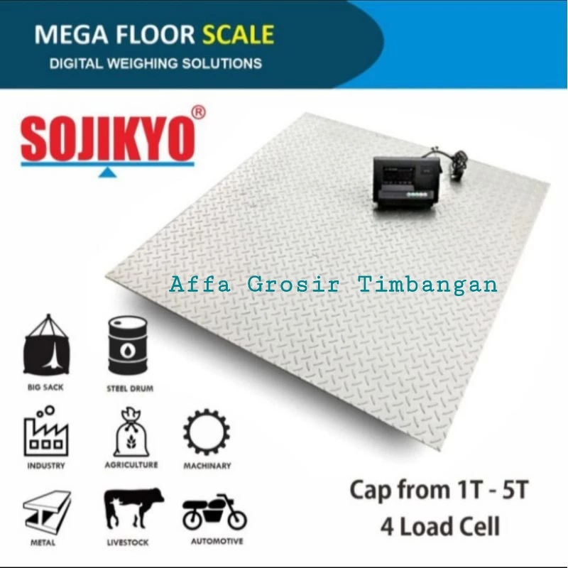 Jual FLOOR SCALE Timbangan Lantai Digital 2 Ton SOJIKYO A12E 2000kg Timbangan Industri Timbangan ...