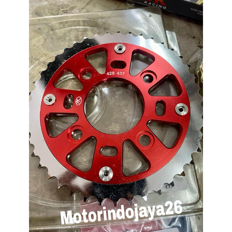 Jual Gear belakang TK Racing 428 Megapro Verza Sonic Cbr150 Cb150 Gtr Tiger 428 Merah Bahan besi ...