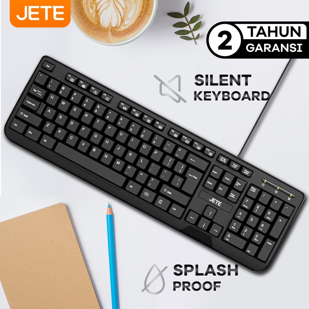 Jual Keyboard USB Laptop Komputer JETE KB1 Silent Key Original Garansi ...