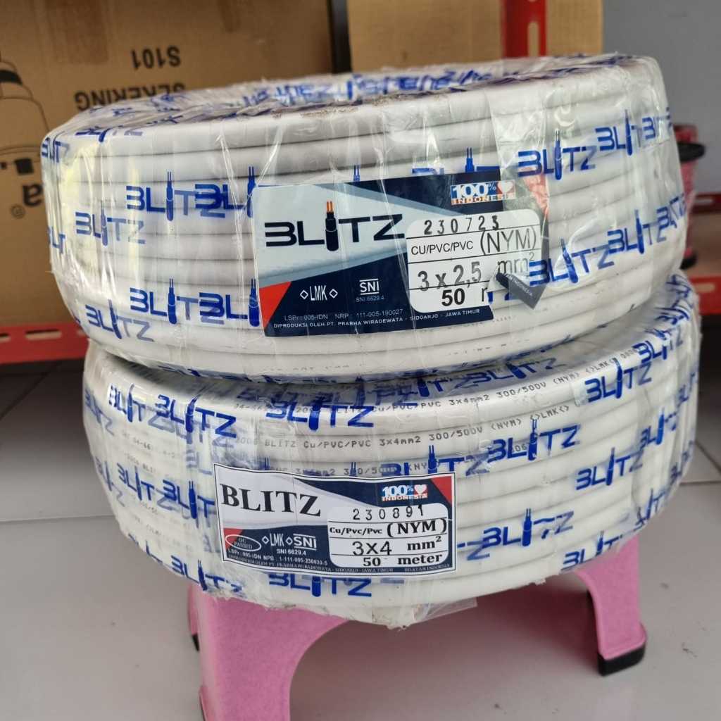 Jual Kabel NYM 3x2,5 SNI Merk Blitz 1 Roll 50 meter | Shopee Indonesia