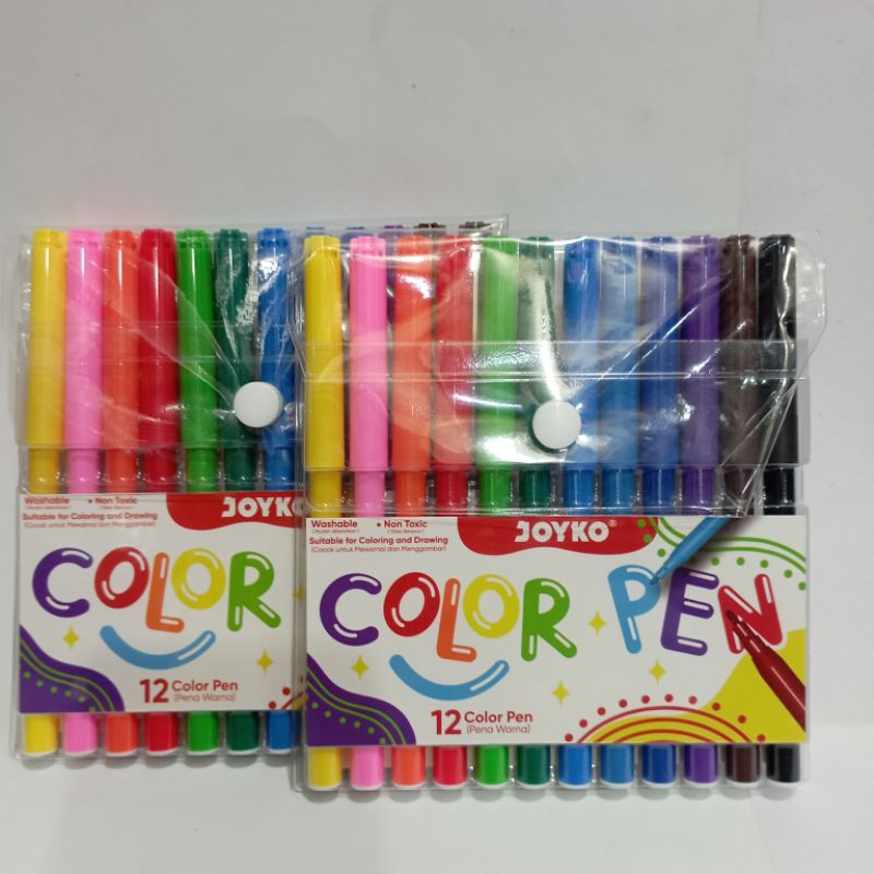 Jual JOYKO COLOR PEN 12 WARNA CLP-60-12 ( 12 warna) /pack | Shopee ...
