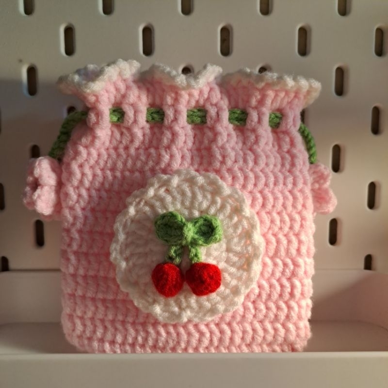 Jual Cheery Crochet Pouch / Pouch Rajut Cherry / Pouch Make up/ Pouch ...