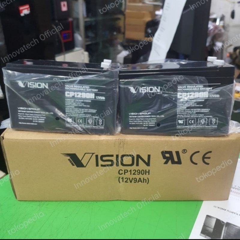 Jual VISION CP1290 Battery 12V 9Ah UPS | Shopee Indonesia