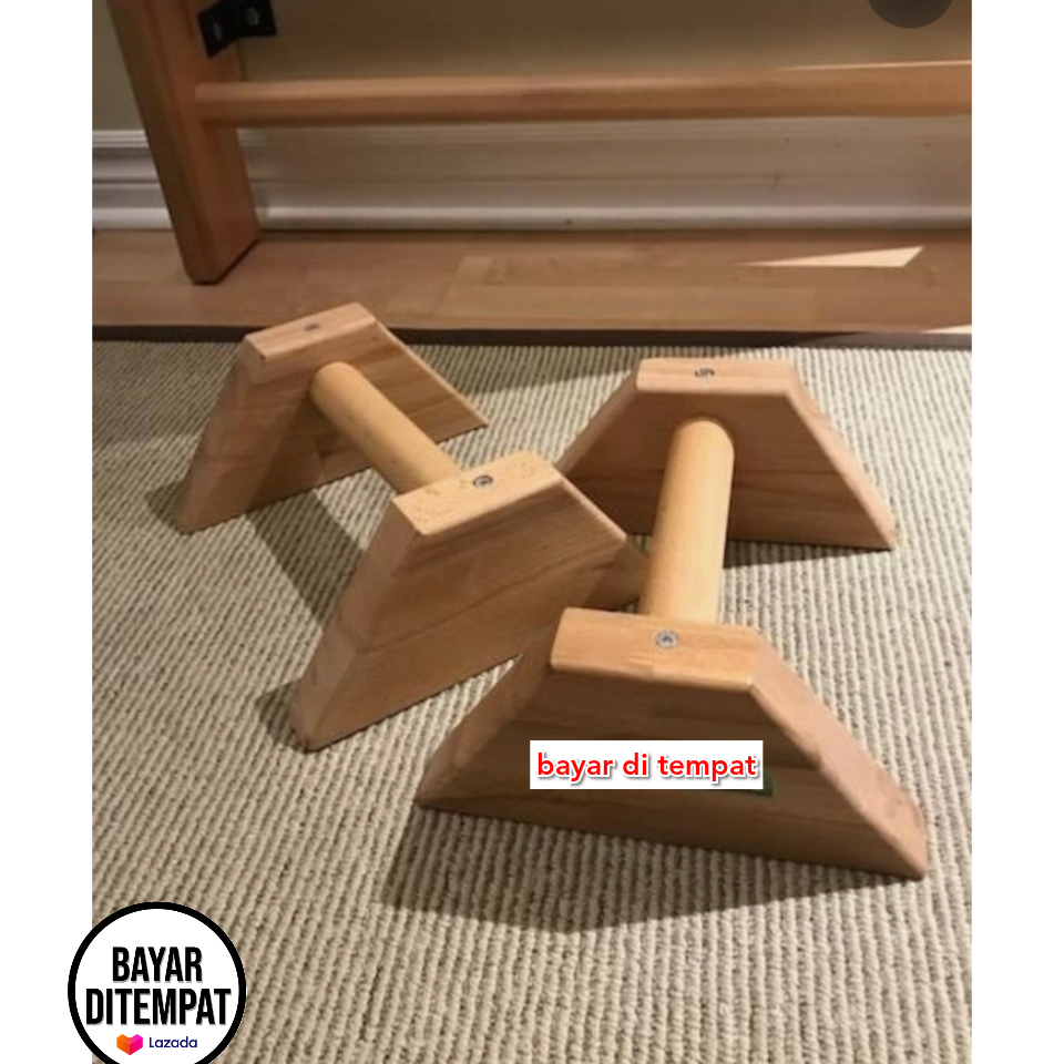 Jual Parallettes Wooden Bar Calisthenics Workout Equipment Bar Assisted ...