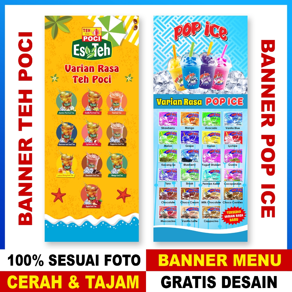 Jual BANNER POP ICE / BANNER ES TEH MENU / BANNER TEH POCIEEE TERBAIK ...