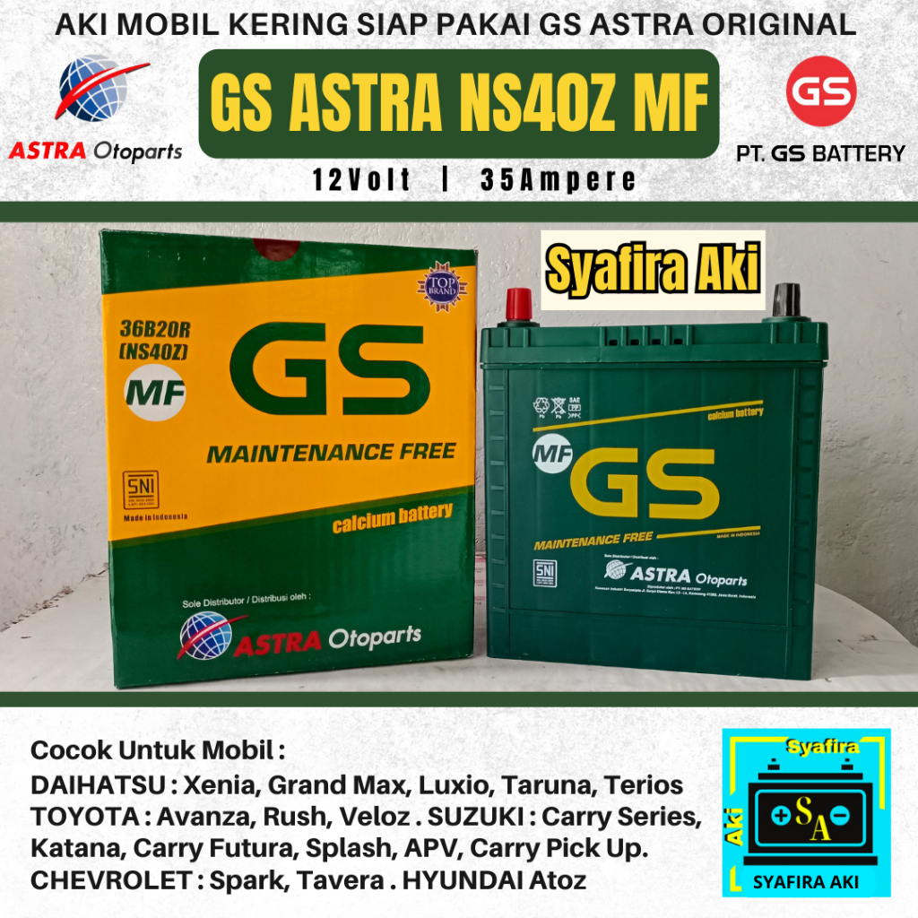 Jual AKI MOBIL AVANZA, XENIA, RUSH, TERIOS, APV NS40Z GS ASTRA ORIGINAL MF | Shopee Indonesia