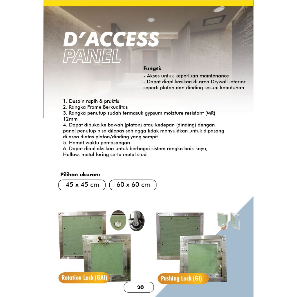 Jual Manhole / mainhole 600 X 600 mm / Lobang Plafon Gypsum 12 mm / D ...