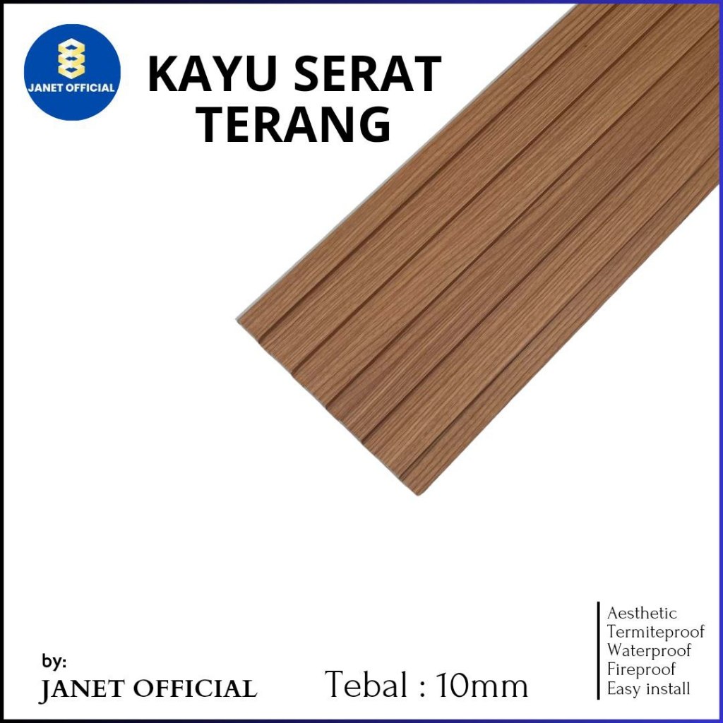 Jual WPC Wall Panel WARNA KAYU SERAT TERANG 3 meter 300cm X 15.5cm X ...