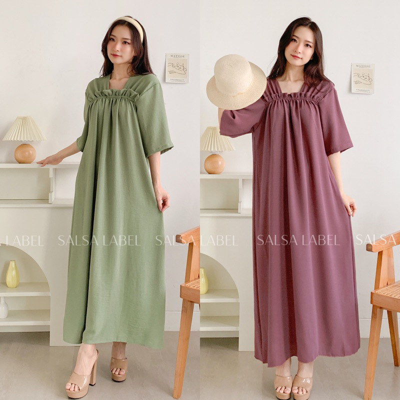 Jual Daster Lexy dress panjang ruffle crinkle airflow, Daster long ...