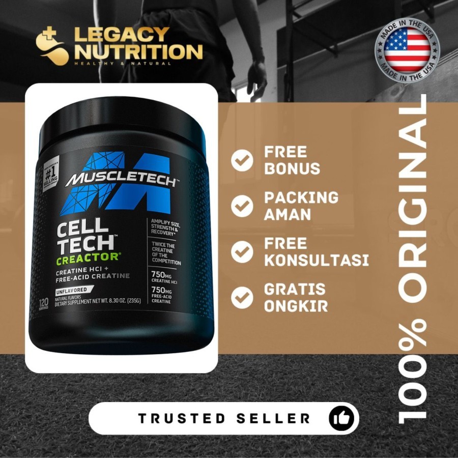Jual Muscletech Cell Tech Creactor Creatine HCl 120 servings ORIGINAL ...