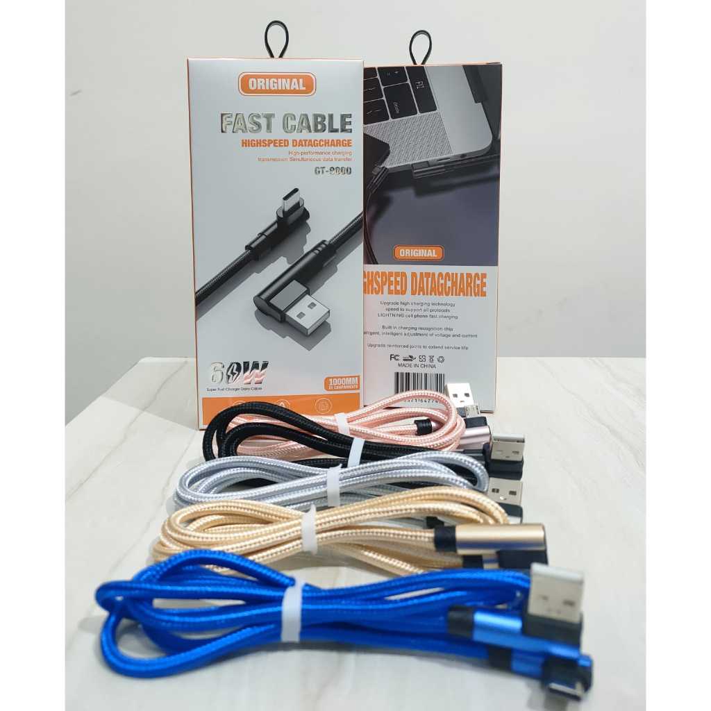 Jual Kabel Data GT - 9000 Fast Charging 60W Fast Cable Gaming Desain 90 ...