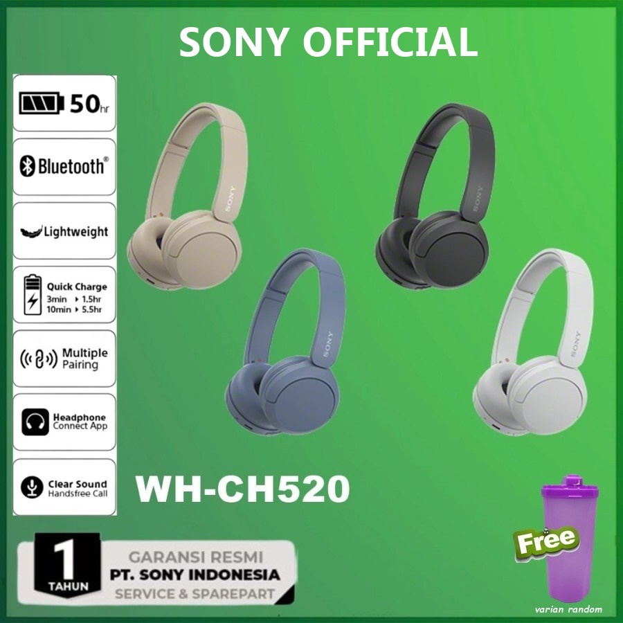 Jual Sony WH-CH520 / WH CH520 / CH 520 Wireless Headphones | Shopee ...
