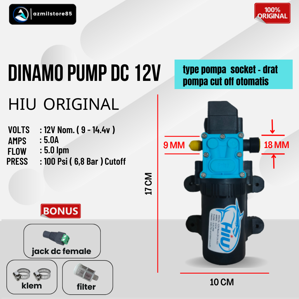 Jual DINAMO HIU PUMP DC 12 V POMPA AIR CUCI MOTOR MOBIL SPRAYER STEAM ...