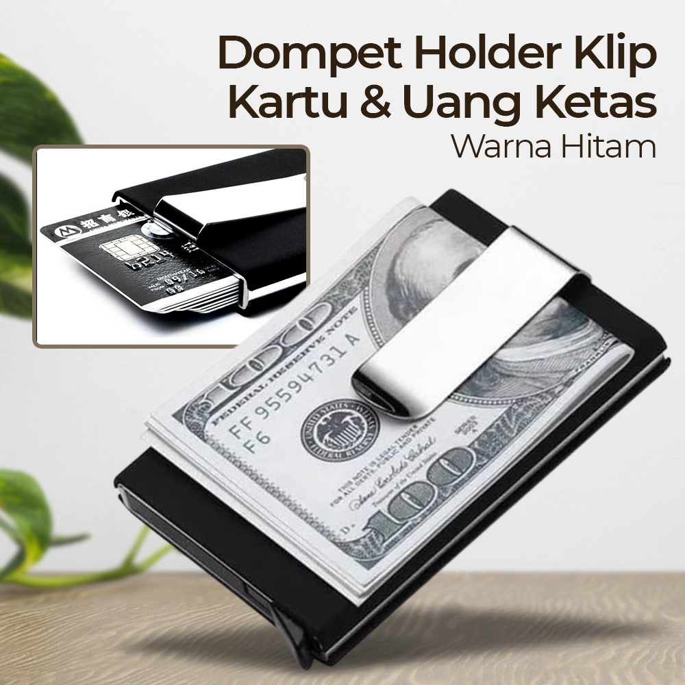 Jual Dompet Kartu Pria Uang Kertas KTP Model Jepit Klip Card Holder ...