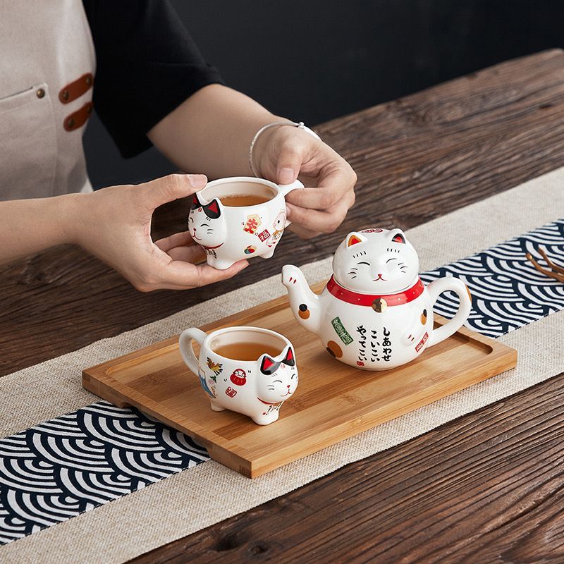 Jual Cangkir Tea pot Motif Kucing Lucky Cat Teapot Teko Cangkir Kucing ...